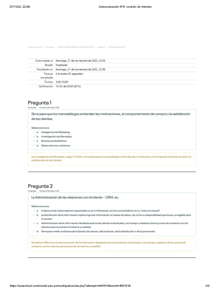 Autoevaluación 3 - Fund. Marketing | PDF | Marketing | Investigación de mercado
