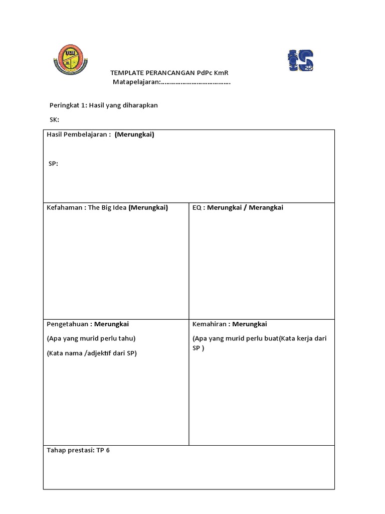Template Perancangan PdPc KmR | PDF