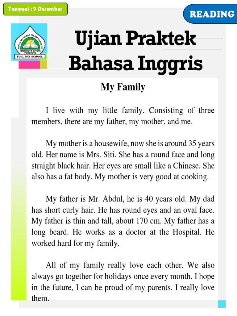 Ujian Praktek Bahasa Inggris: My Family | PDF