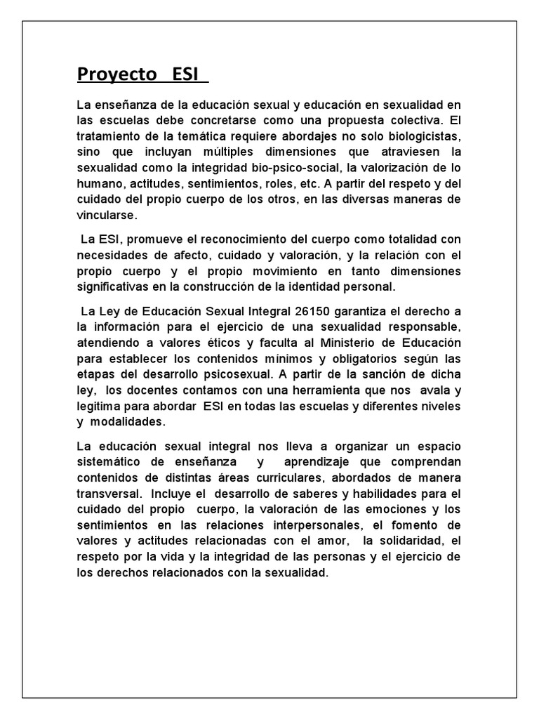Proyecto EsI 7º | PDF | Educación sexual | Sexualidad