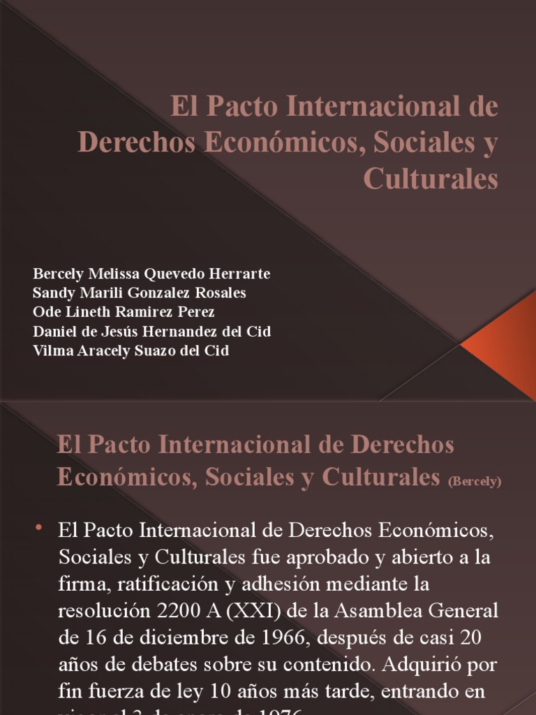 Presentación Pacto Internacional de Derechos Económicos, Sociales y ...