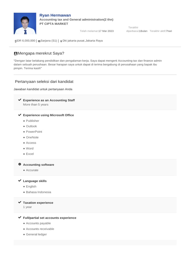 Ryan Hermawan: Mengapa Merekrut Saya? | PDF