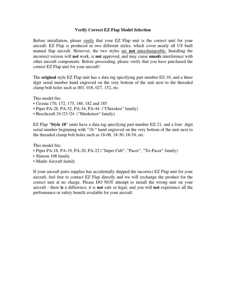 Verify Correct EZ Flap Model Selection | PDF | Flap (Aeronautics) | Screw