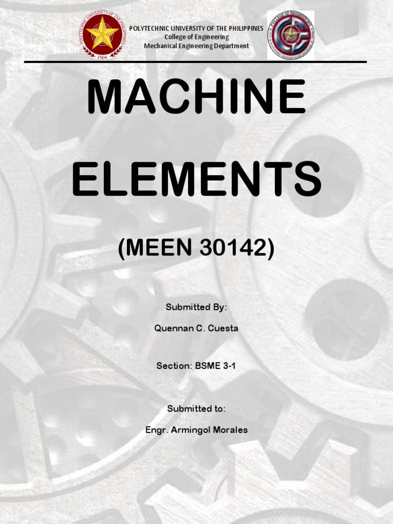Machine Elements Quiz 1 | PDF | Gear | Piston