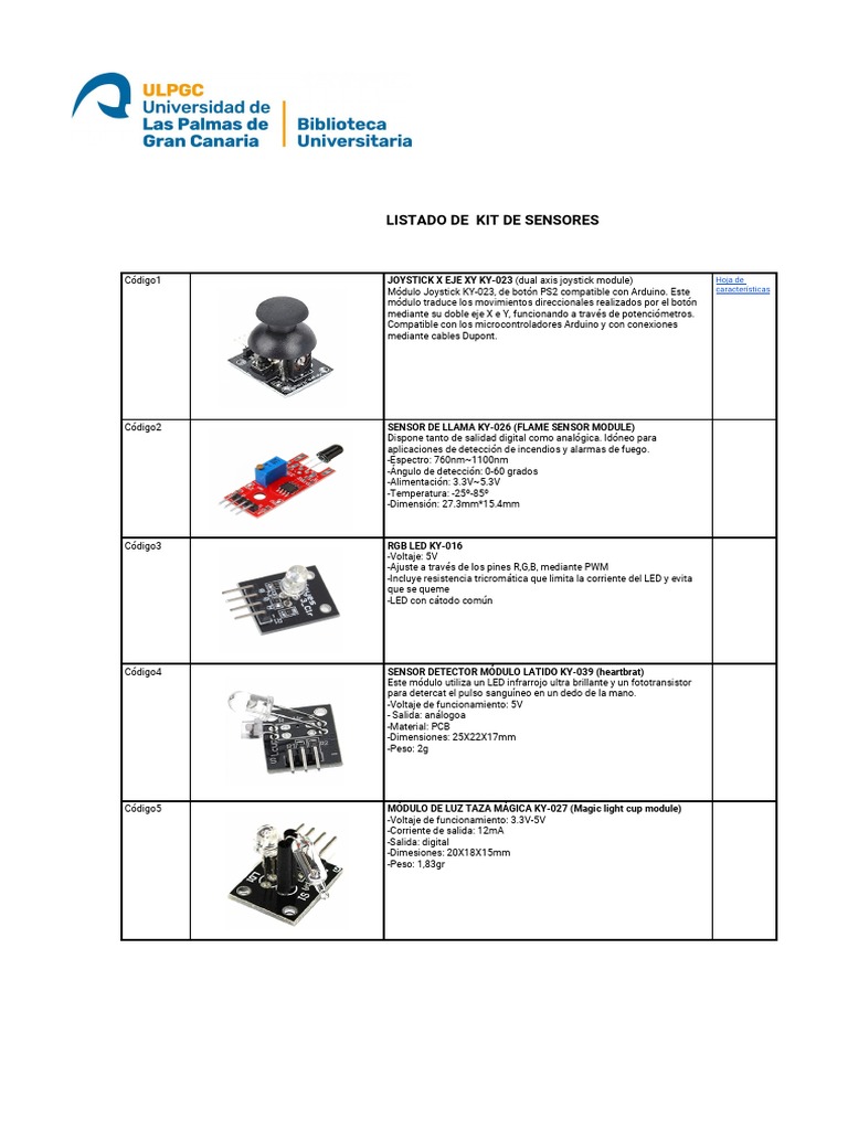 Kits de Sensores para Arduino | PDF | Diodo emisor de luz | Sensor
