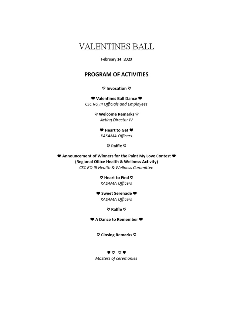 Programme Valentines Ball | PDF