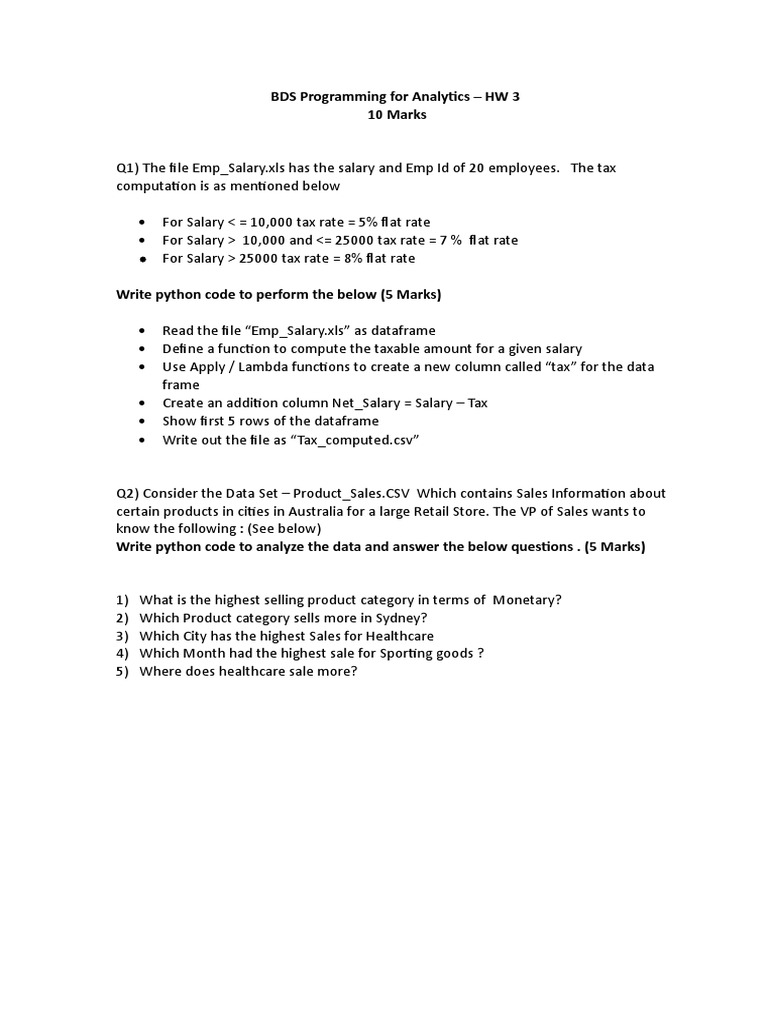 HW3 - BDS Programming For Analytics | PDF