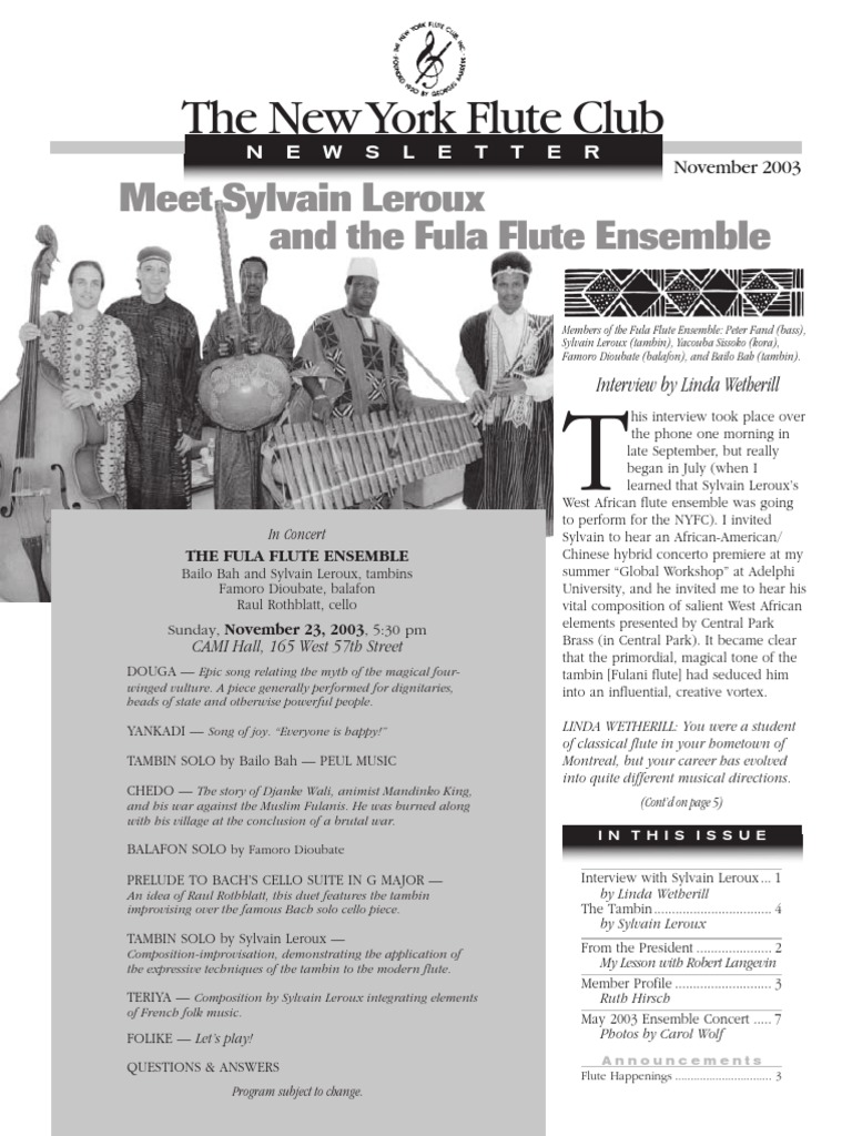 The New York Flute Club: Meet Sylvain Leroux and The Fula Flute ...