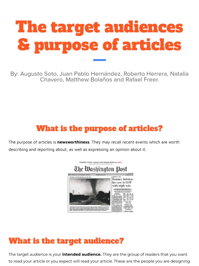 Understanding Article Purpose and Audience | PDF | Communication ...