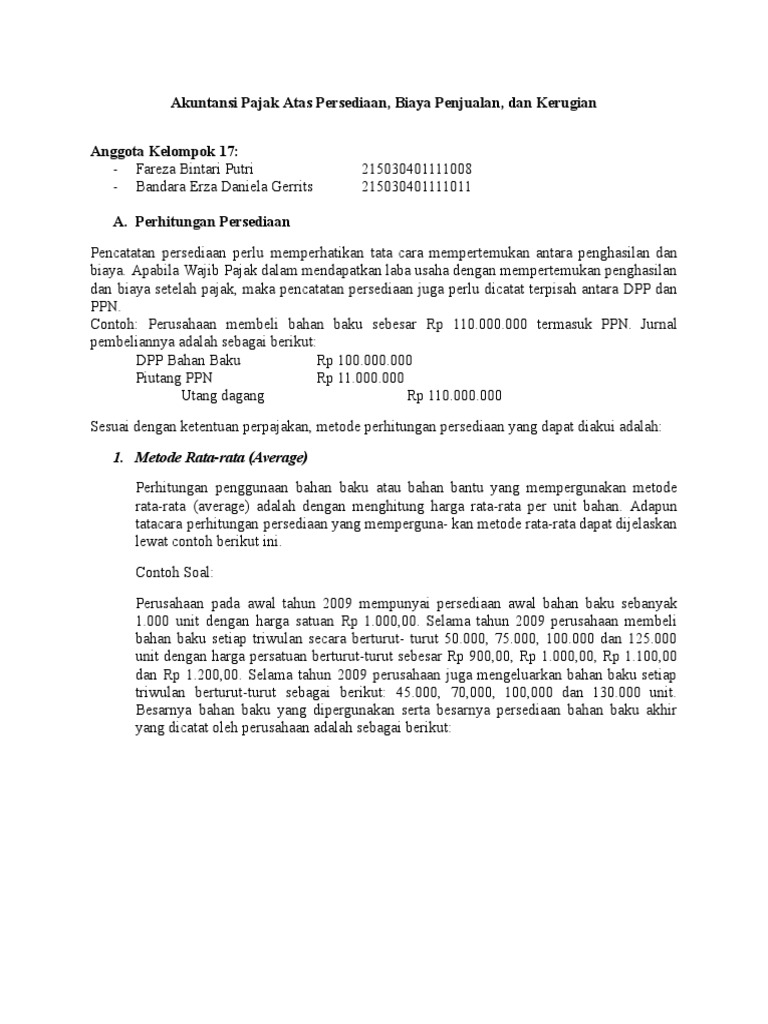Akuntansi Pajak - Modul 5 Persediaan | PDF