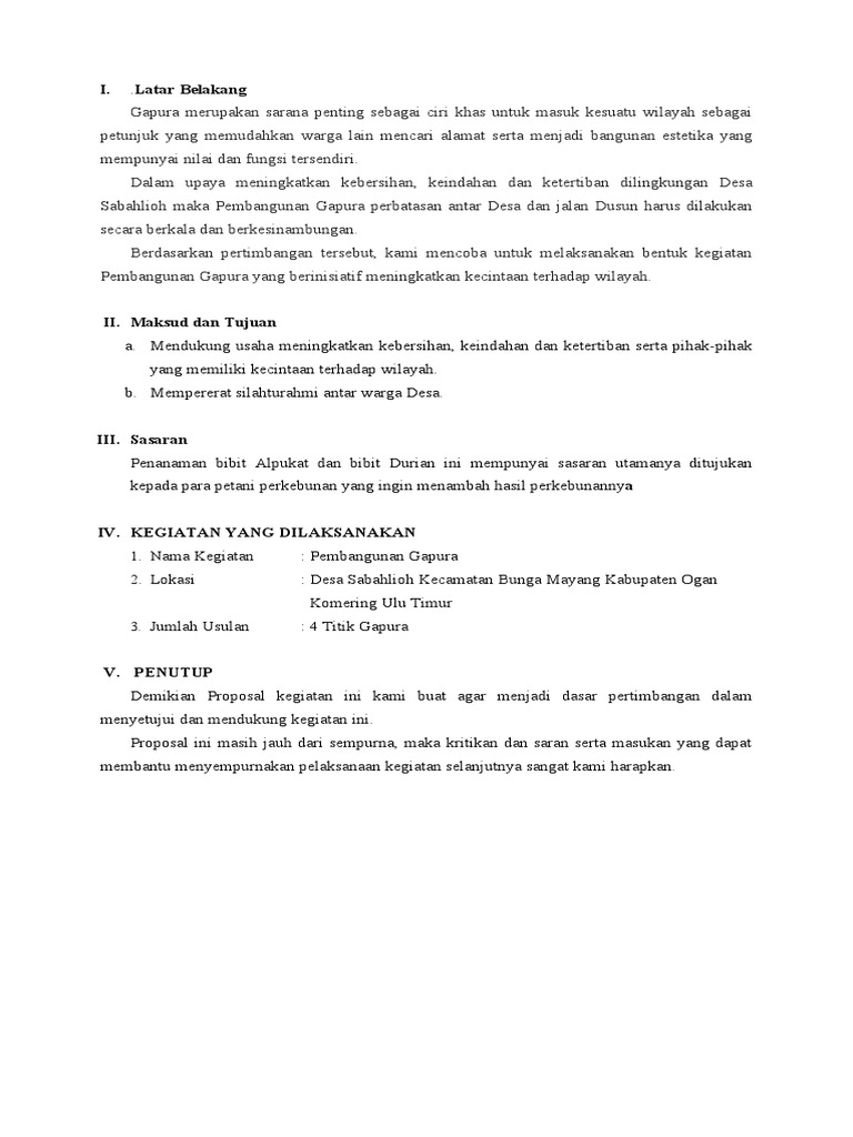 Proposal Gapura Desa | PDF