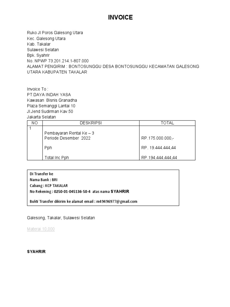 Invoice: Materai 10,000 | PDF