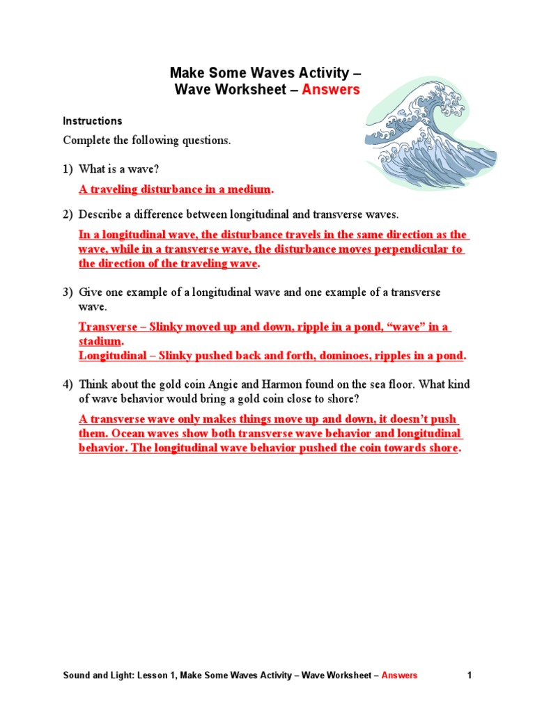 Wave Types and Behaviors Worksheet | PDF