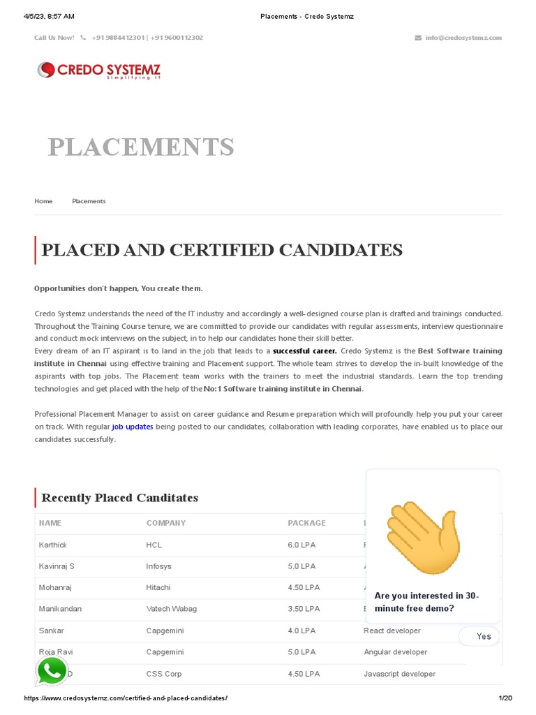 Placements - Credo Systemz | PDF | Software Engineering | Computing