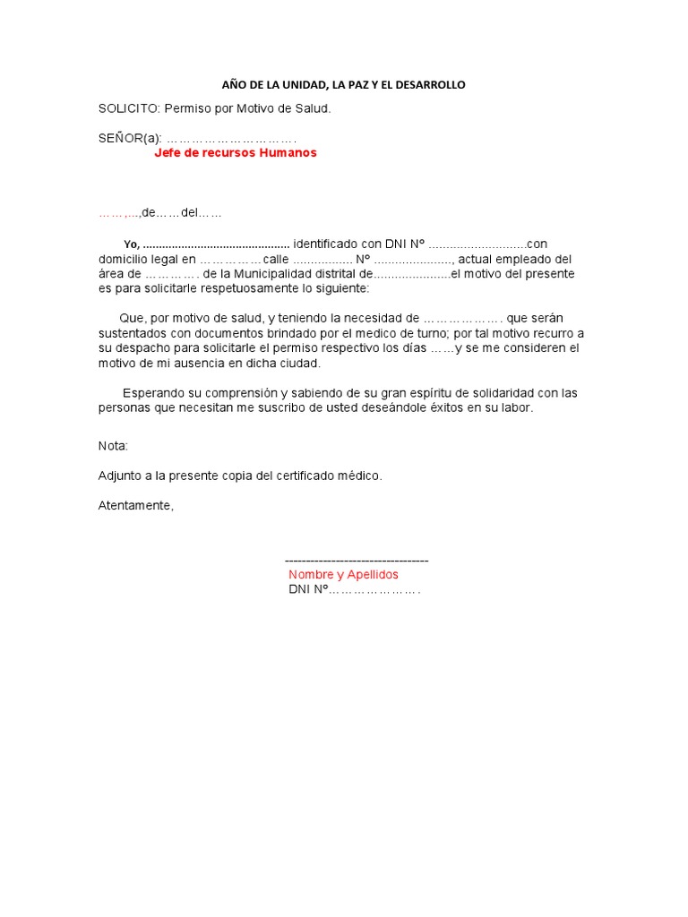 Modelo de Solicitud Por Salud | PDF