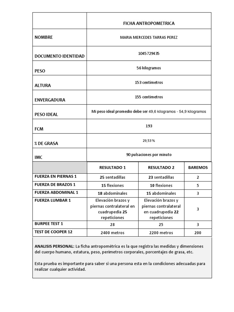 Ficha Antropométrica. GA1-230101507-AA3-EV01 | PDF