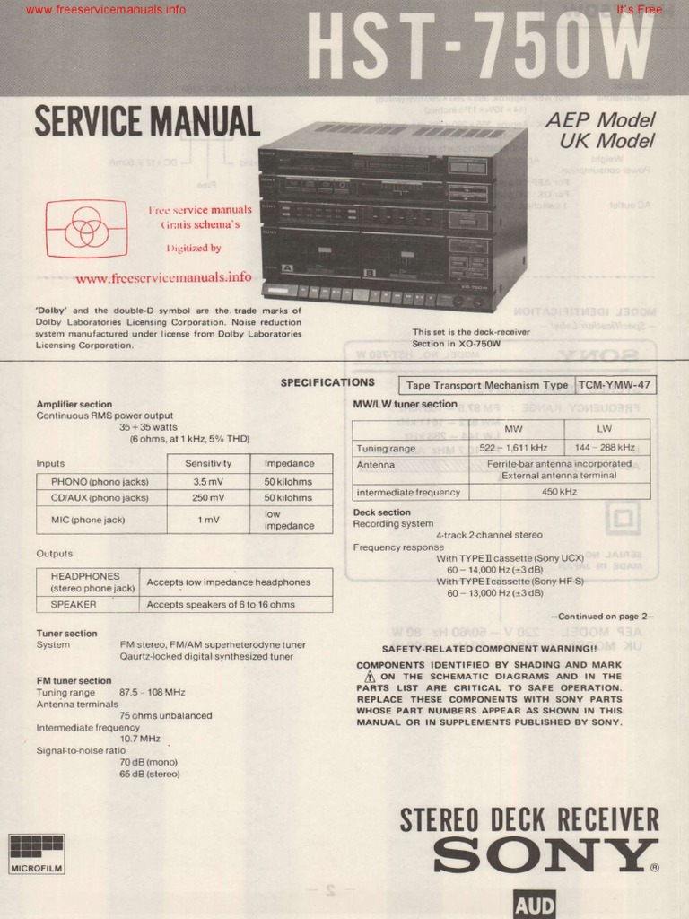 Sony hst-750w SM - 2121965973 | PDF