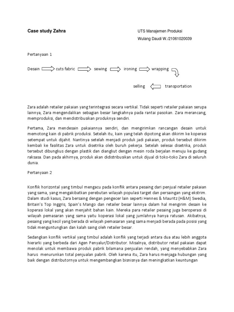 Case Study ZARA Wulang. 21061020039 | PDF