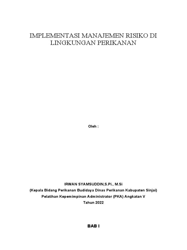 Implementasi Manajemen Risiko Di Lingkungan Perikanan | PDF