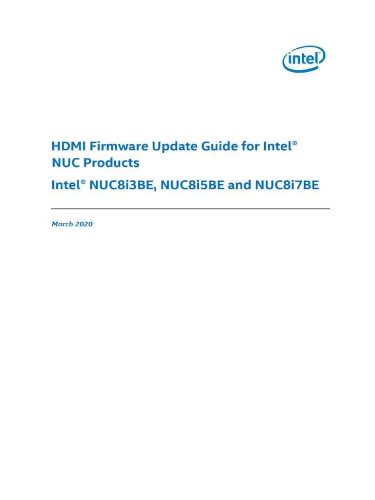 HDMI Firmware Update Guide for Intel NU... and NUC8i7BE | PDF