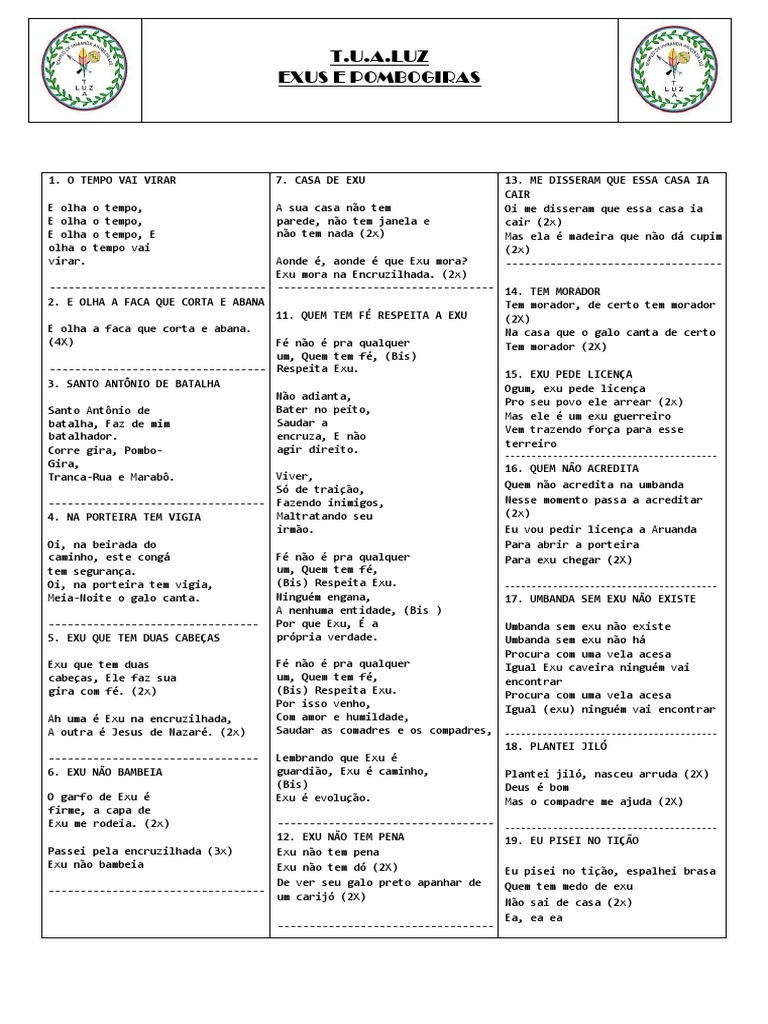 Exus Atualizada 2021 | Download grátis PDF | Amor