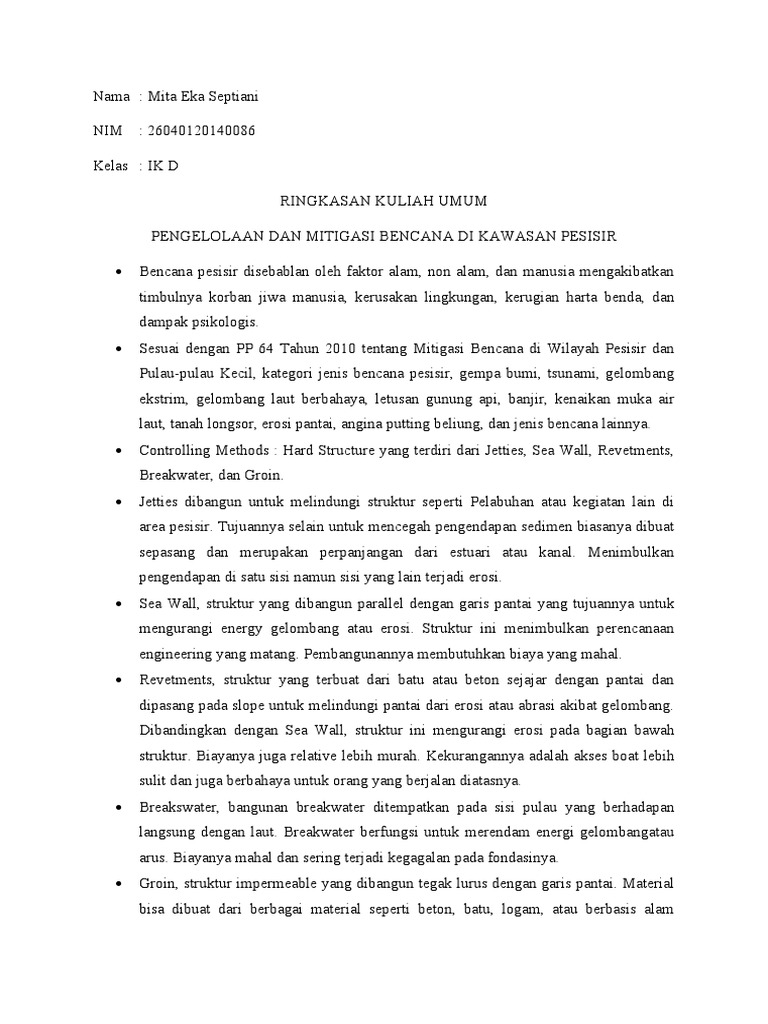 Mita Eka Septiani - 26040120140086 - IK D - Resume Kuliah Umum | PDF