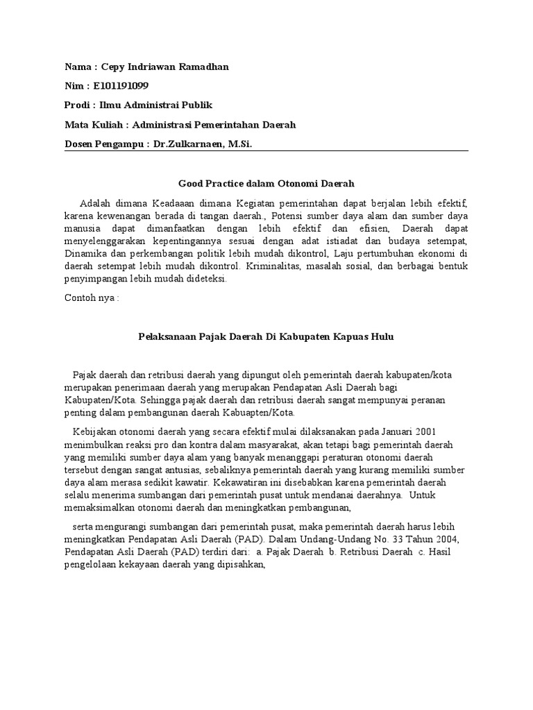 Good Dan Bad Practice Dalam Otonomi Daerah | PDF