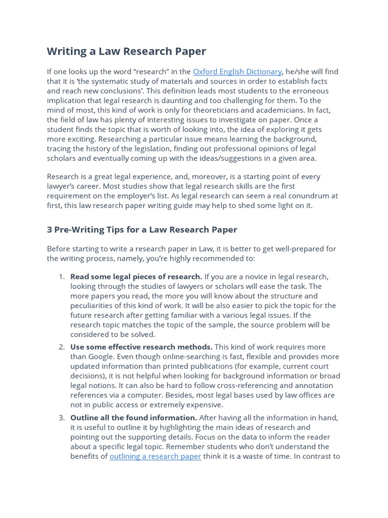 Writing A Law Research Paper | Download Free PDF | Academic Publishing ...