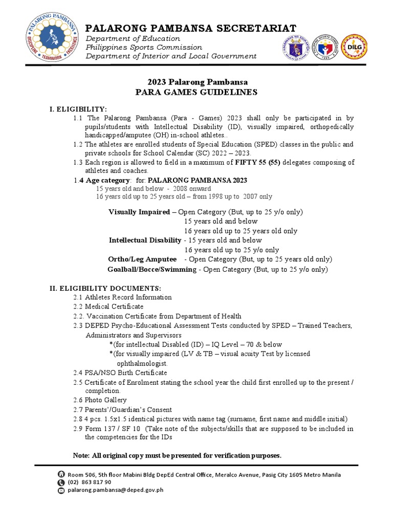 Para Games Technical Guidelines | Download Free PDF | Sports | Disability