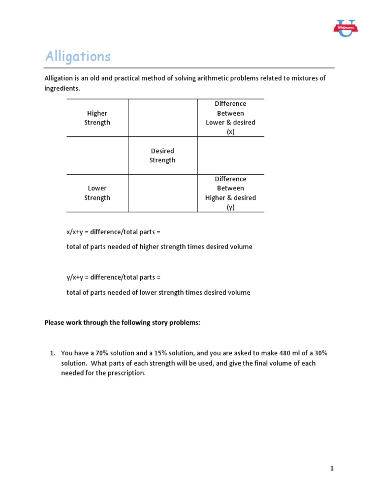 Alligations Worksheet | Download Free PDF | Chemical Substances | Chemistry Alligations Worksheet | Download Free PDF | Chemical Substances | Chemistry