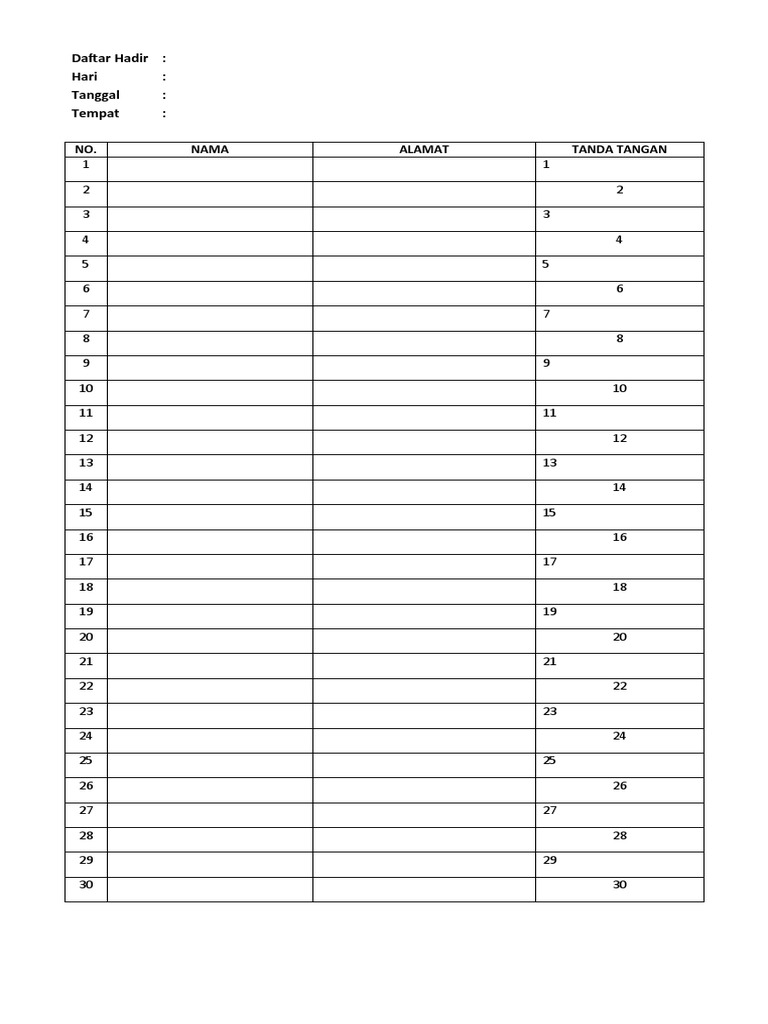 Daftar Hadir | PDF
