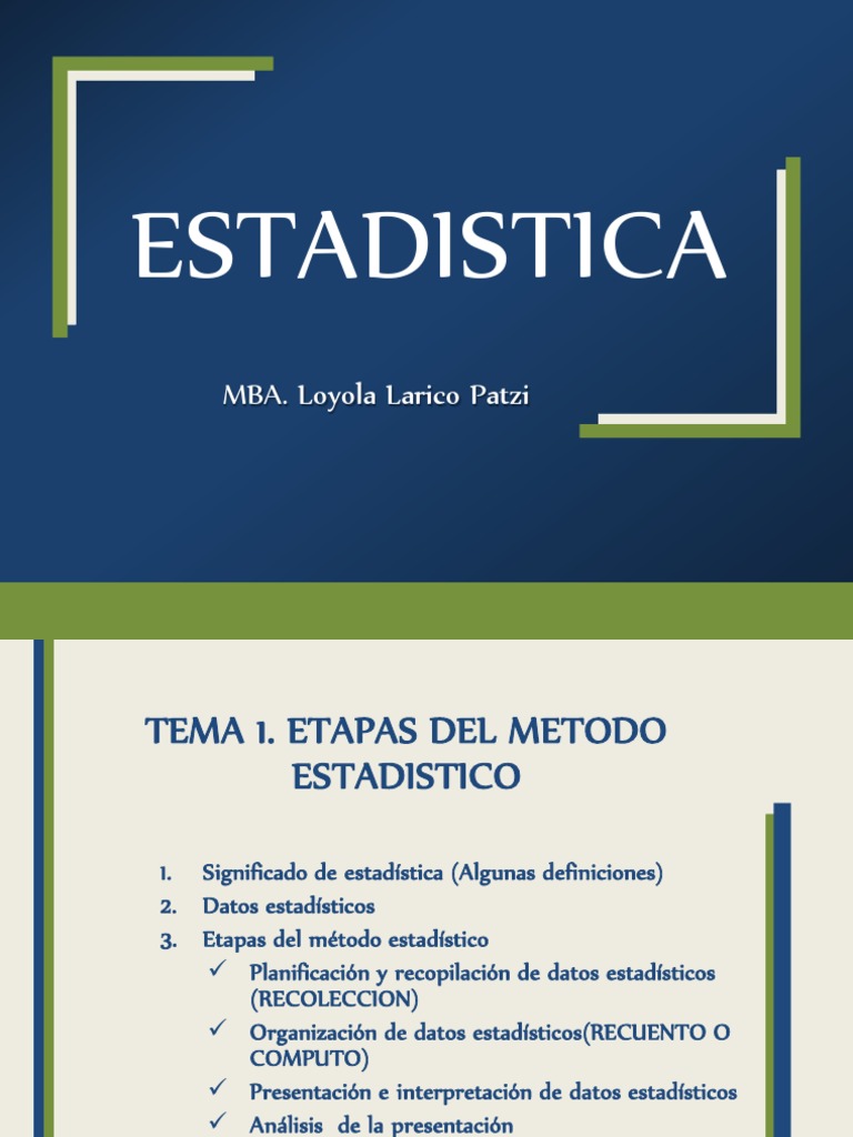 Tema 1 - Etapas Del Metodo Estadistico | PDF | Estadísticas | Método ...