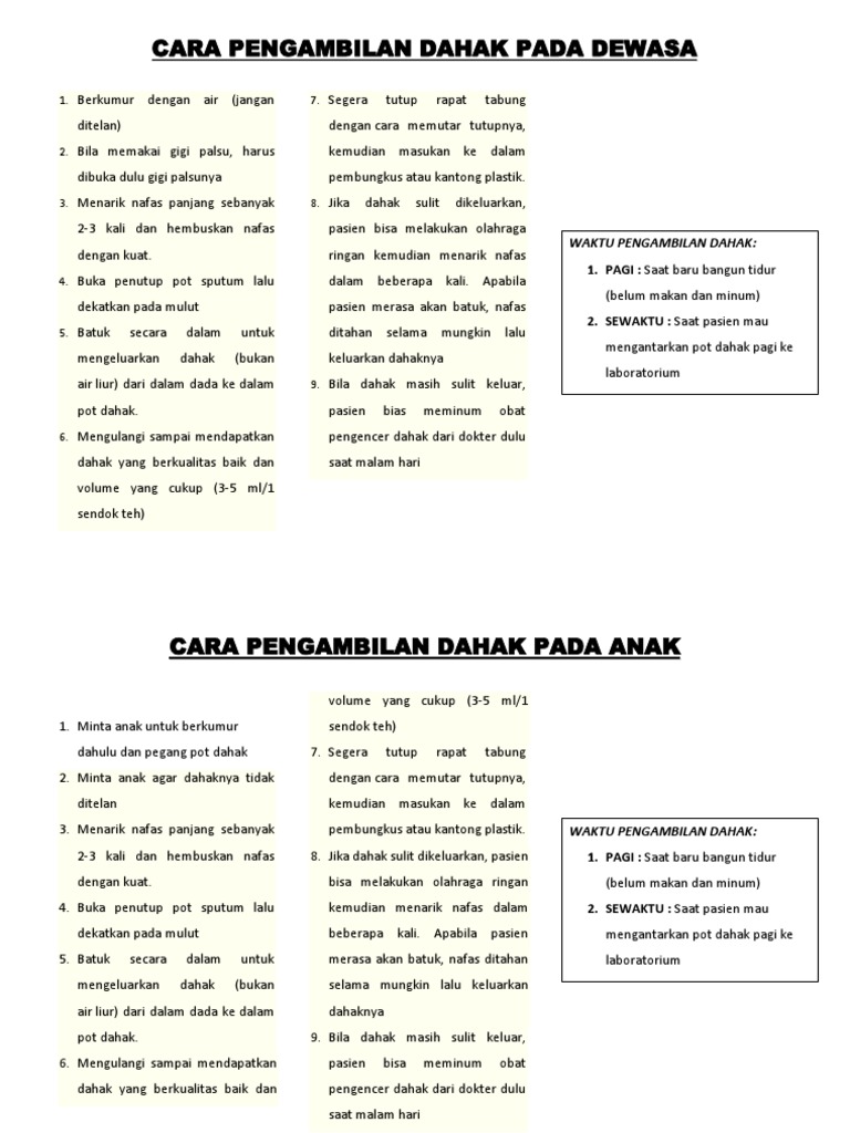 Panduan Pengambilan Dahak | PDF