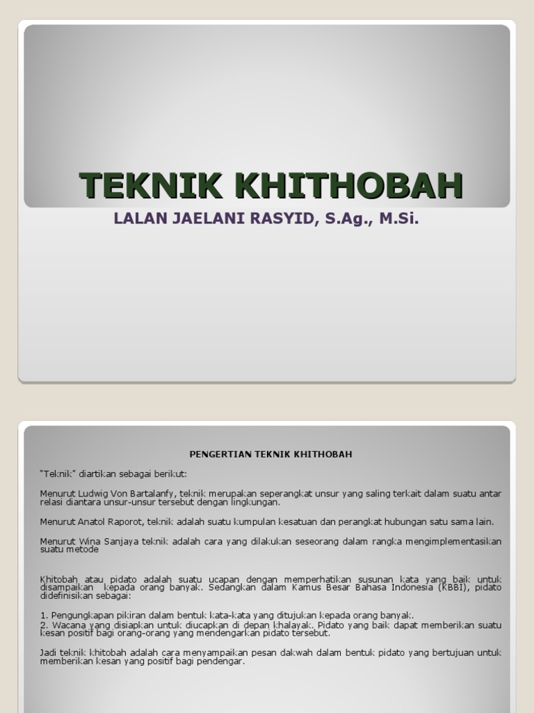 Teknik Khitobah - Aa Lalan | PDF