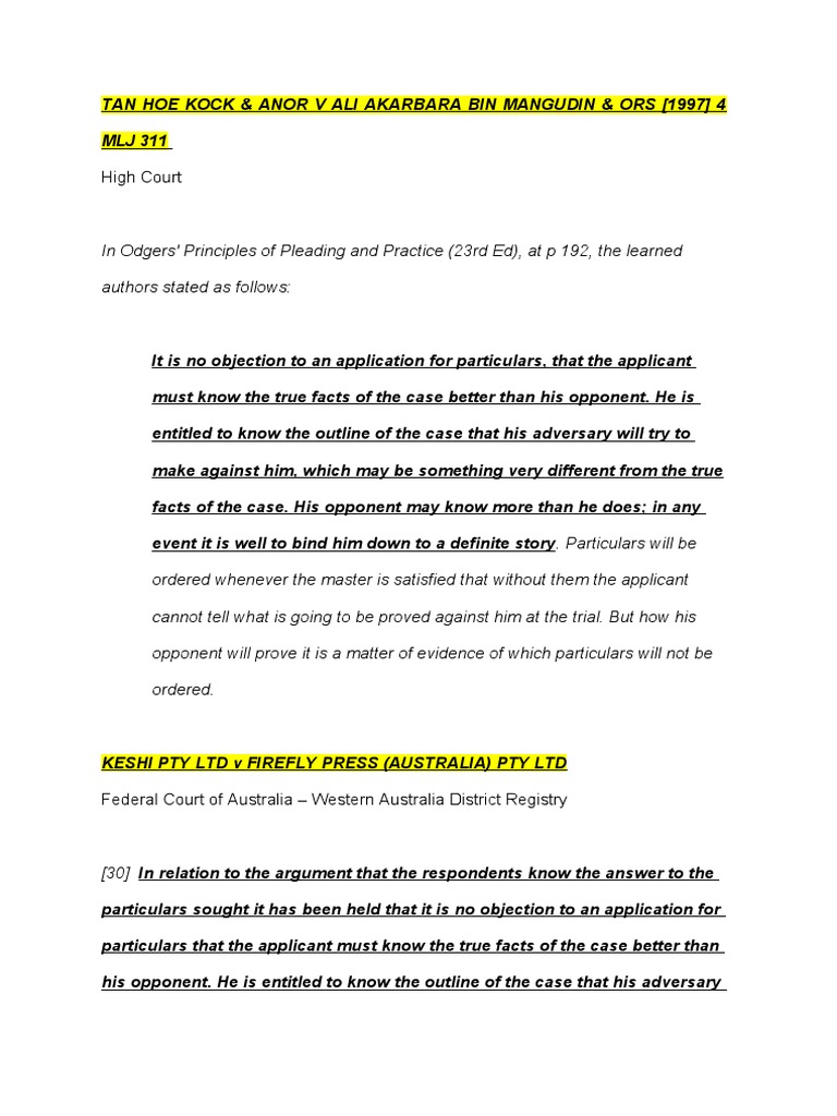 Further and Better Particular | PDF | Cause Of Action | Pleading