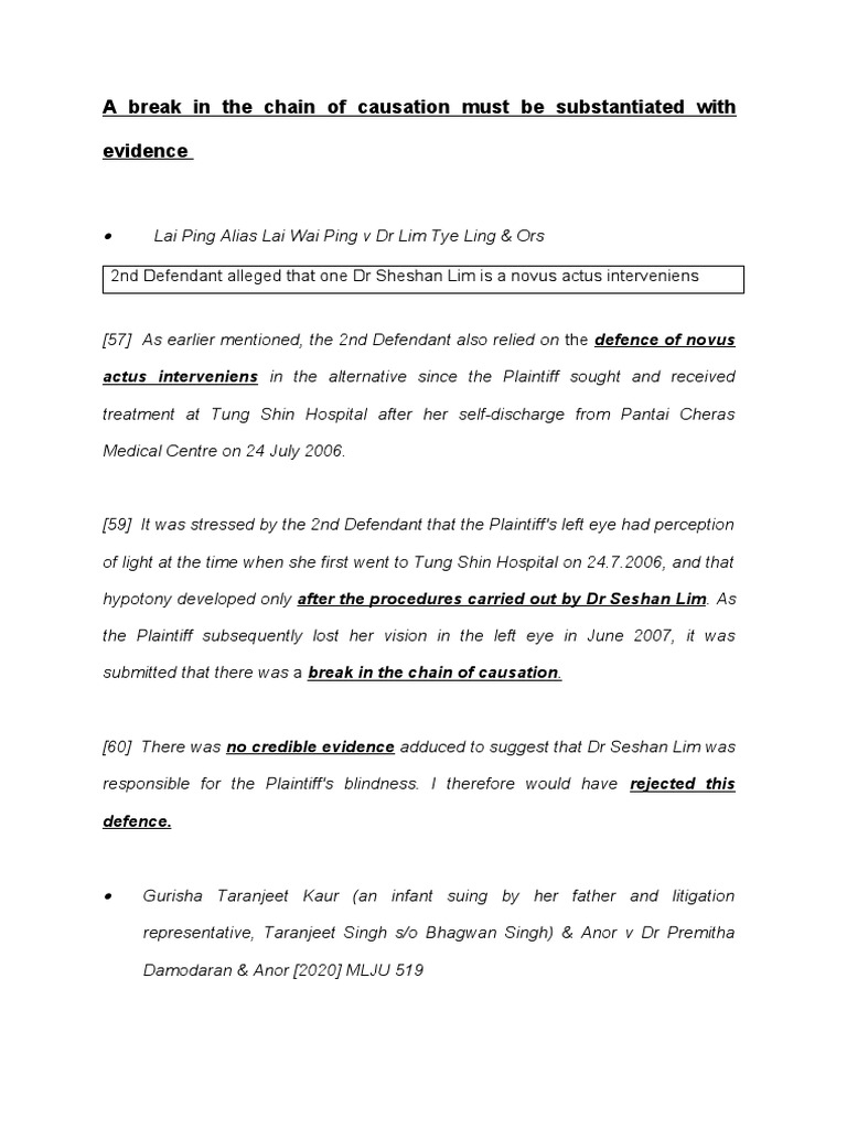 Break in The Chain of Causation - Evidence | PDF | Causation (Law) | Justice