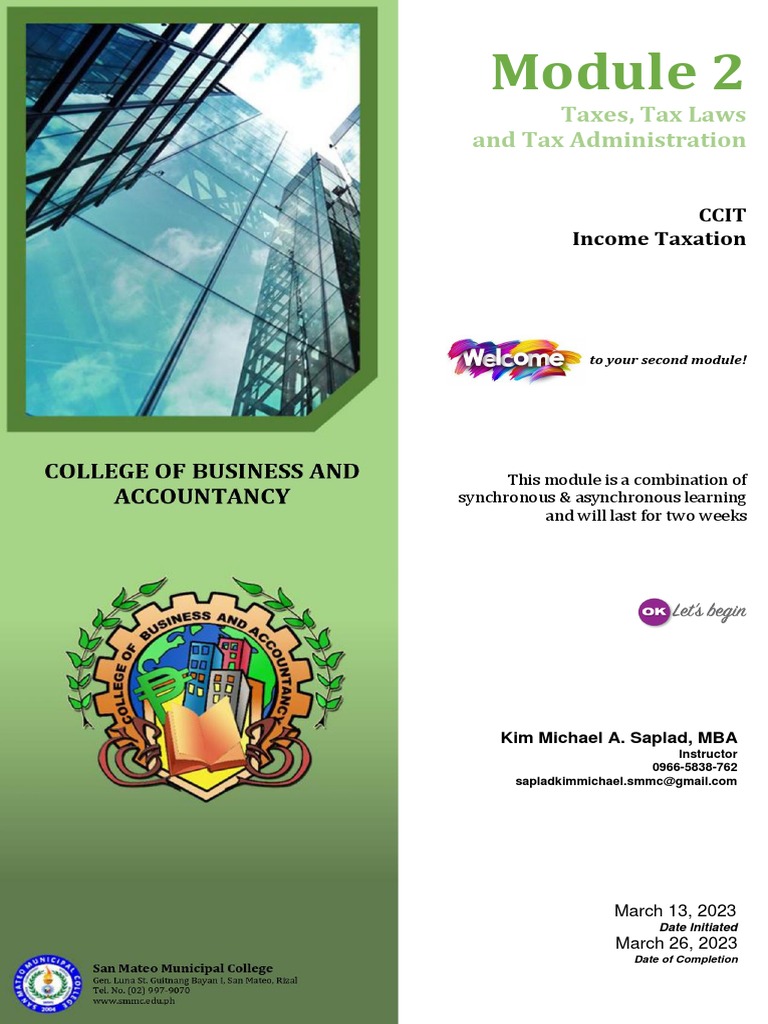 CCIT Module 2 - TAXES, TAX LAWS and TAX ADMINISTRATION | PDF | Taxes ... CCIT Module 2 - TAXES, TAX LAWS and TAX ADMINISTRATION | PDF | Taxes ...
