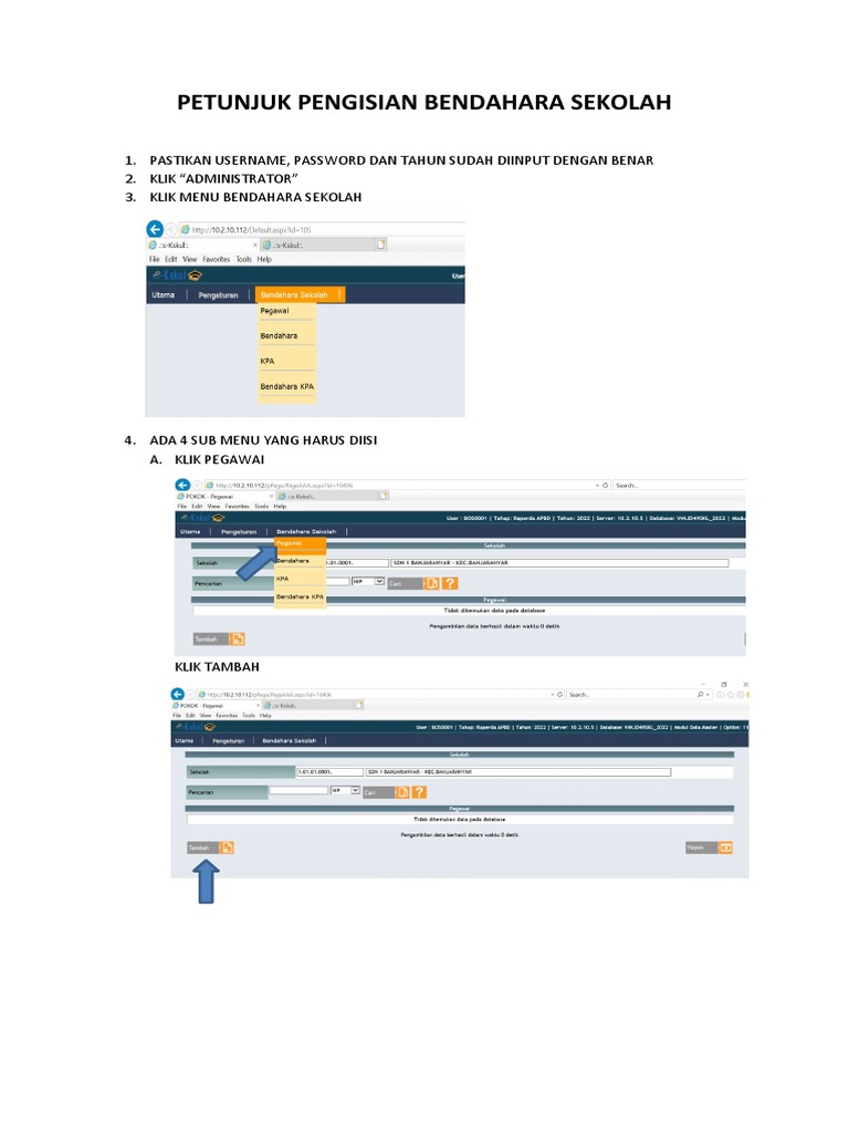 Petunjuk Pengisian Bendahara Sekolah | PDF