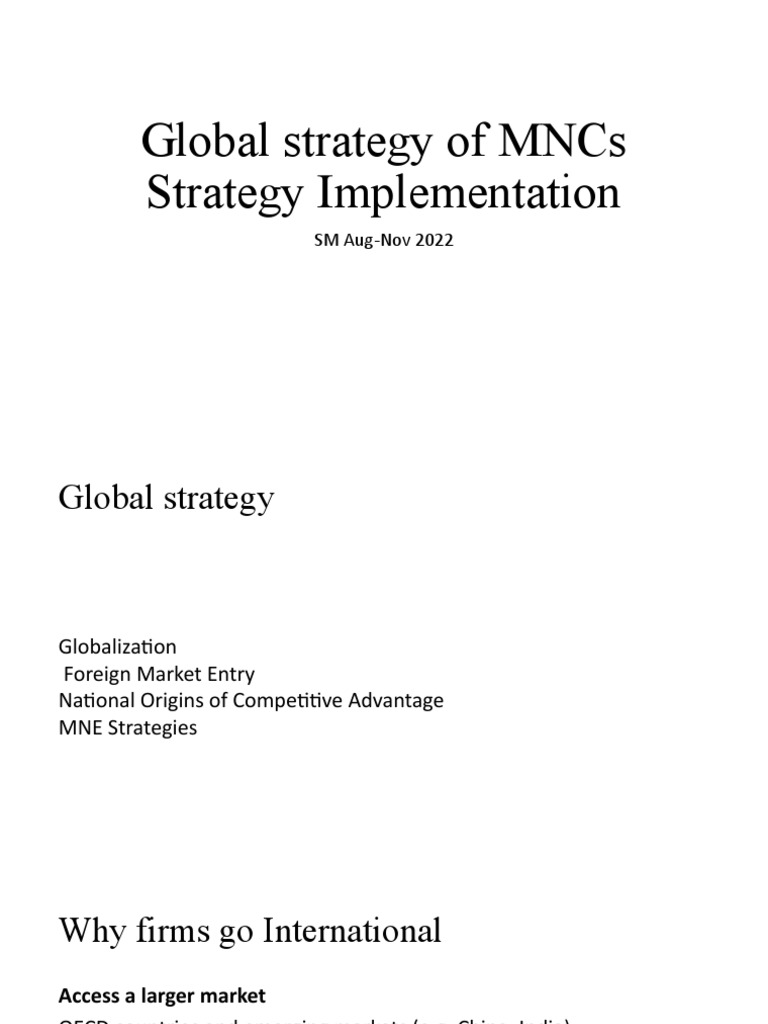 MNC Strategy, Strategy Implementation | PDF | Strategic Management ...