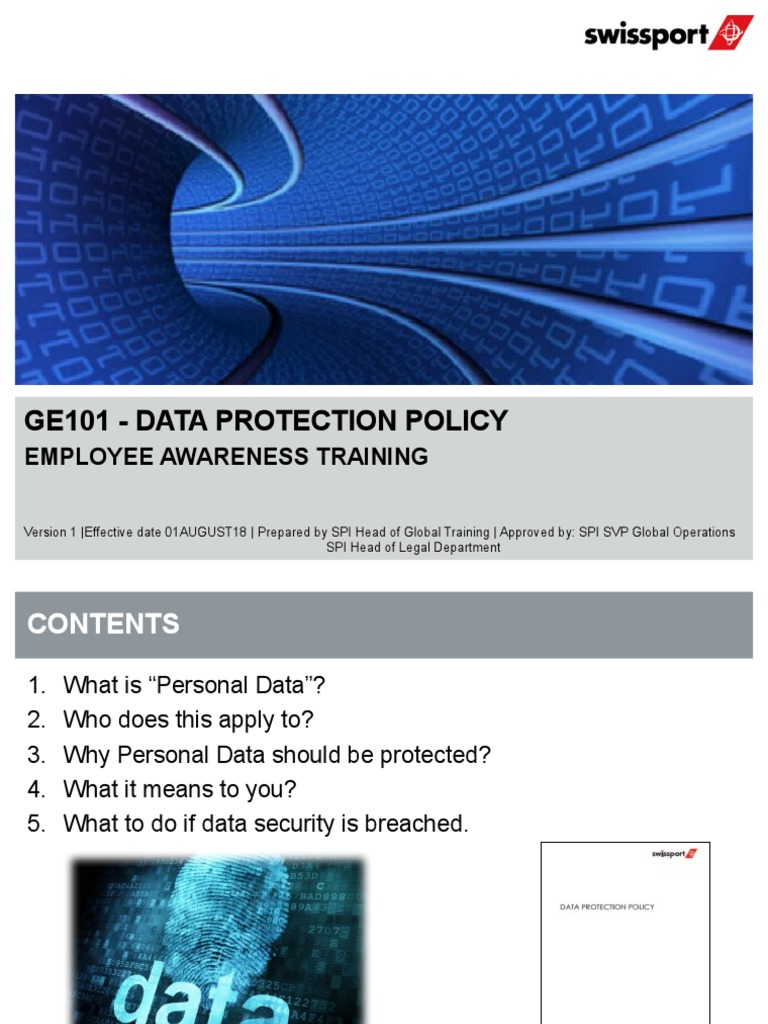 GE101 - Swissport Data Protection v1.0 Aug18 | Download Free PDF | Information Privacy | Privacy