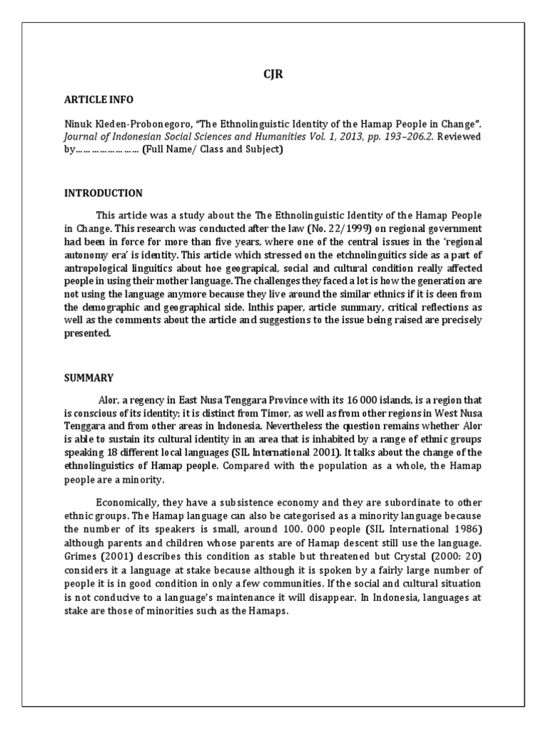 CJR Format 2023 | PDF | Ethnic Groups | Indonesia