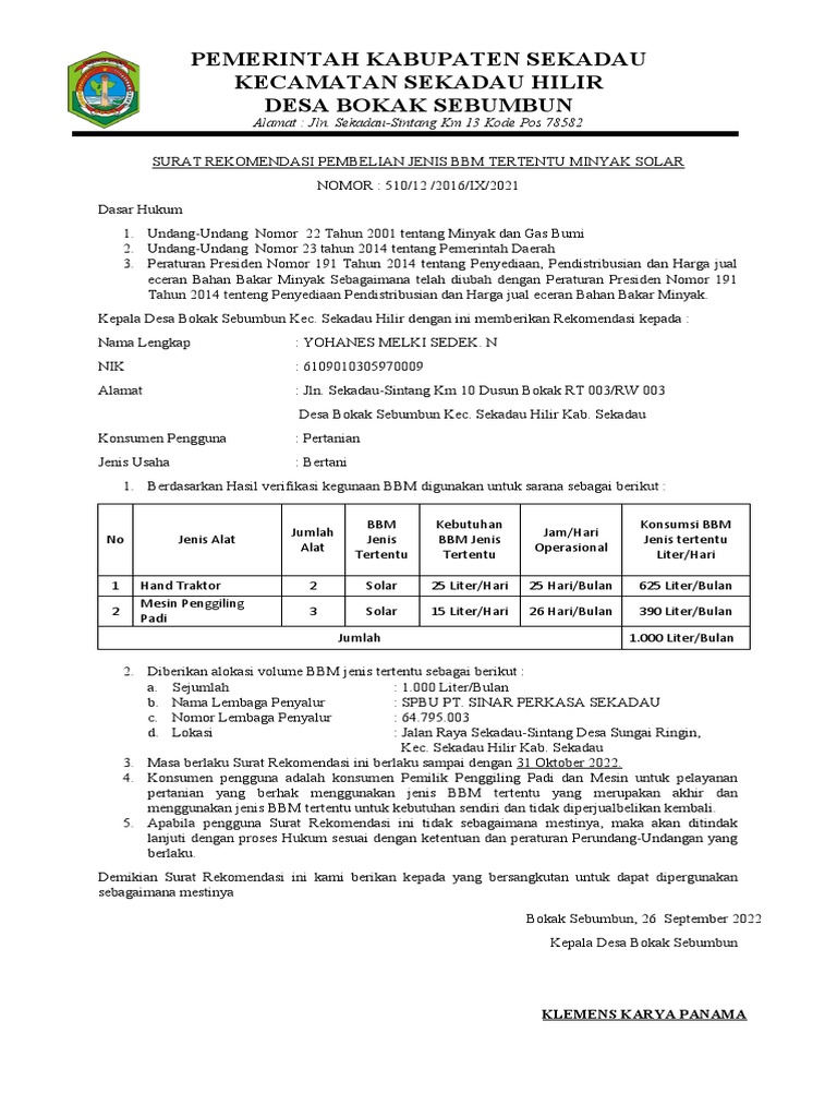 Rekomendasi Yohanes Melki Sedek | PDF