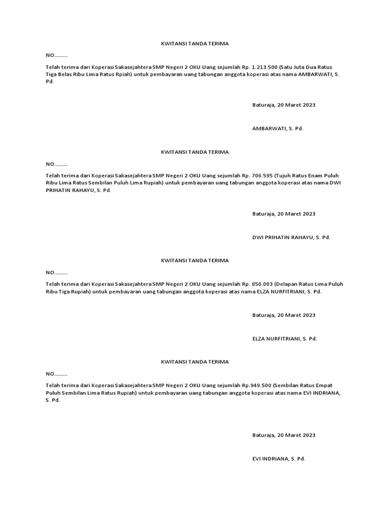 Kwitansi Tanda Terima | PDF