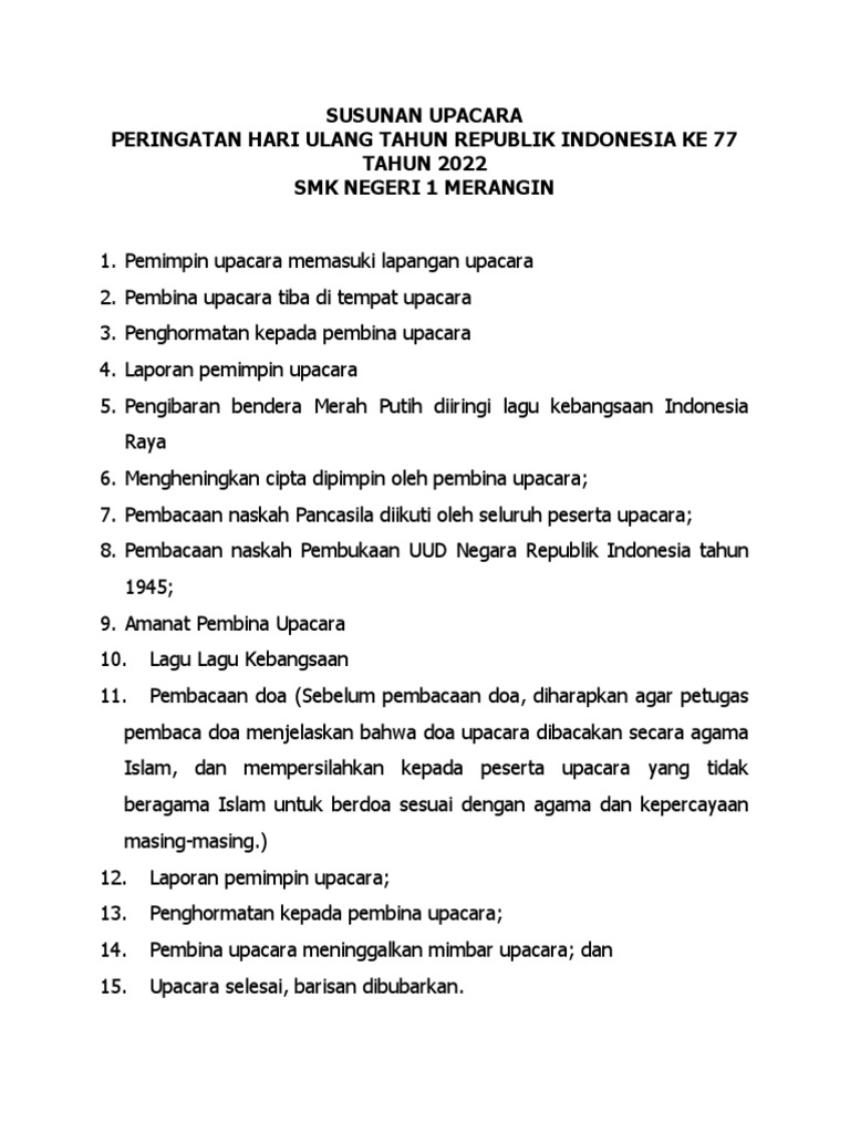 Susunan Upacara Hut Ri | PDF