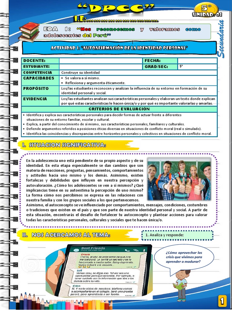 5° DPCC - Actv.01-Exp.1 2023 | PDF | Comportamiento | Moralidad