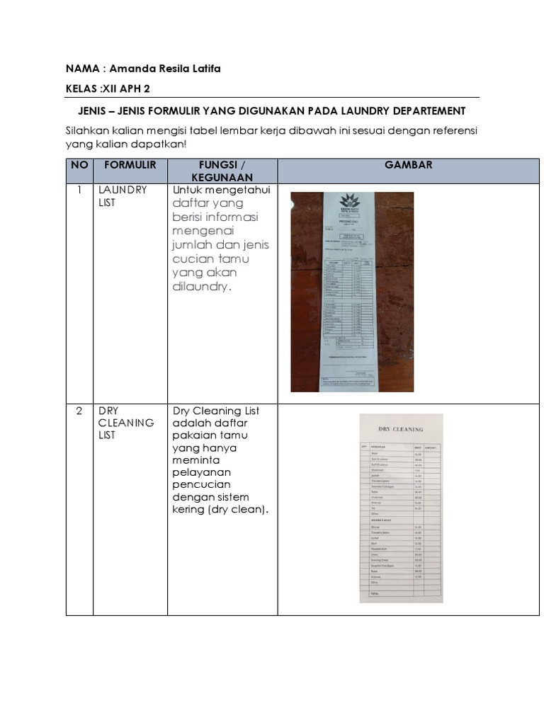 FORMULIR LAUNDRY | PDF