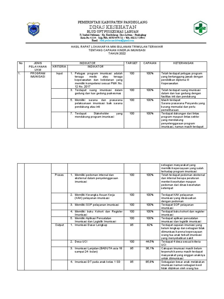 4.3.1.ep 1 Indikator Dan Capaian Imunisasi 2022 | PDF