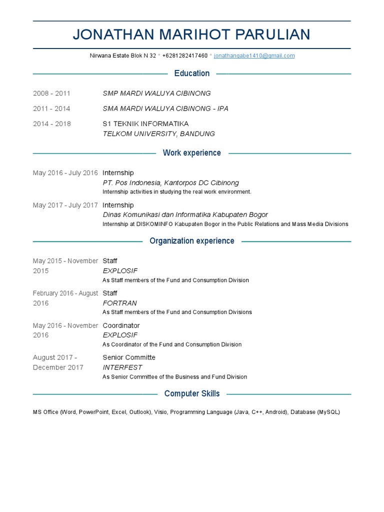 Jonathan Marihot CV | PDF
