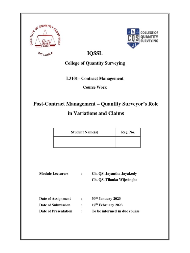 IQSSL (L3) Course Work 2022 - Contract Management | PDF | Plagiarism