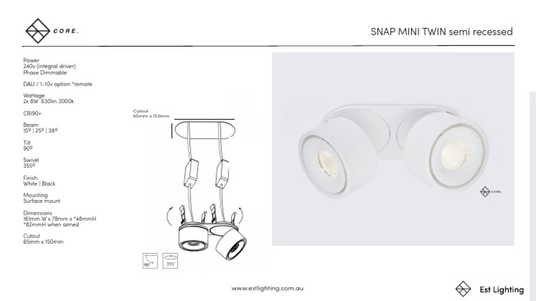 SNAP TWIN MINI Semi Recessed - Est Lighting | PDF